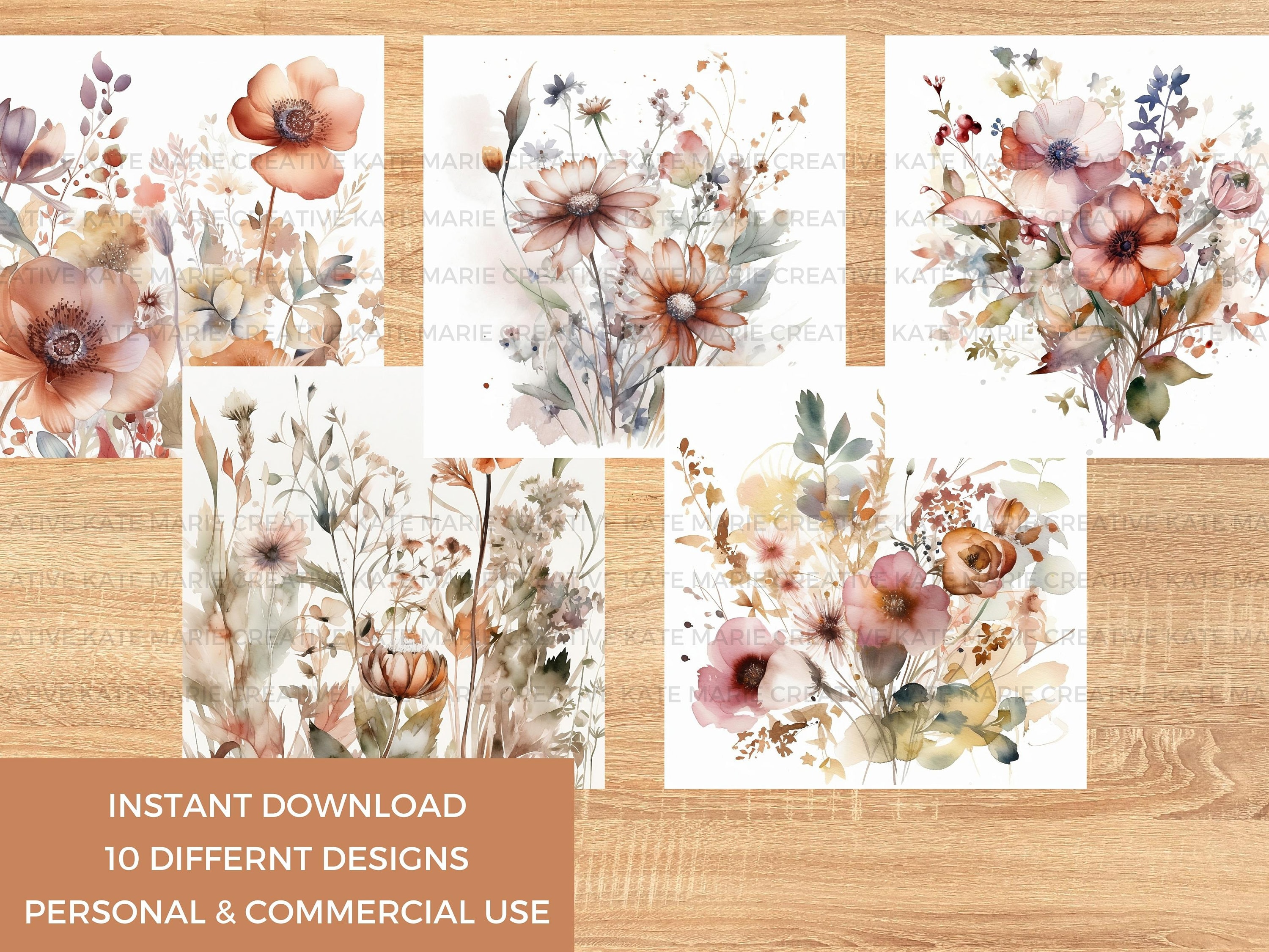 Pastel Watercolor Flowers Digital Paper Watercolor - Etsy