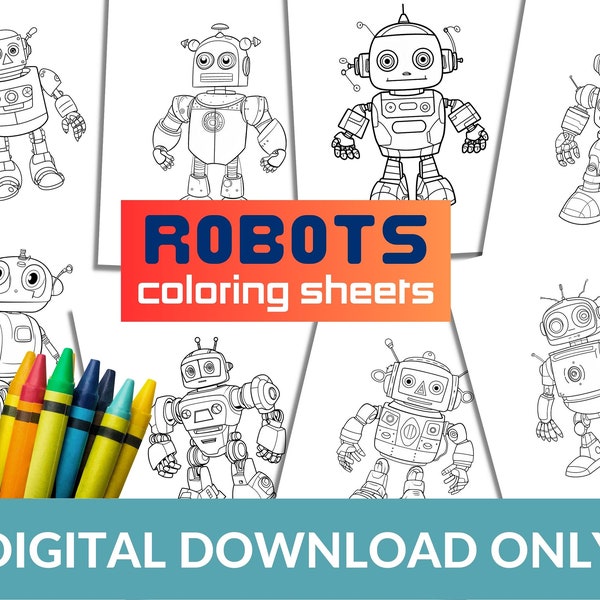 Printable Robot Coloring Page - Etsy
