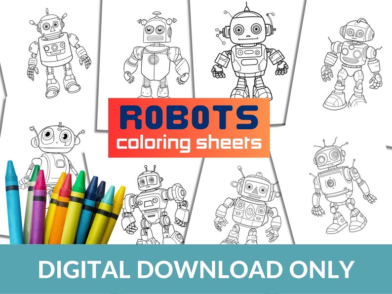 Robot Kids Printable Coloring Pages Robot Birthday Party Kids Coloring ...