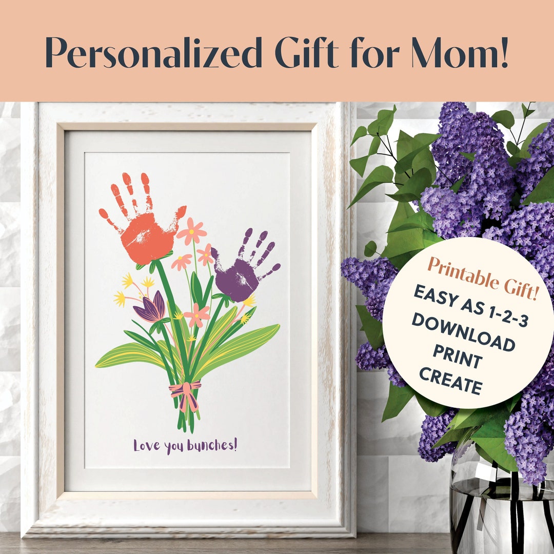 Gift for Mom Kids Handprint Art Printable Mothers Day Gift for Grandma ...