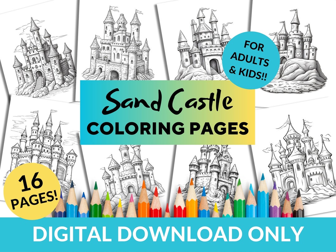 Sand Castle Adult Coloring Pages Printable Kids Coloring Page Beach ...