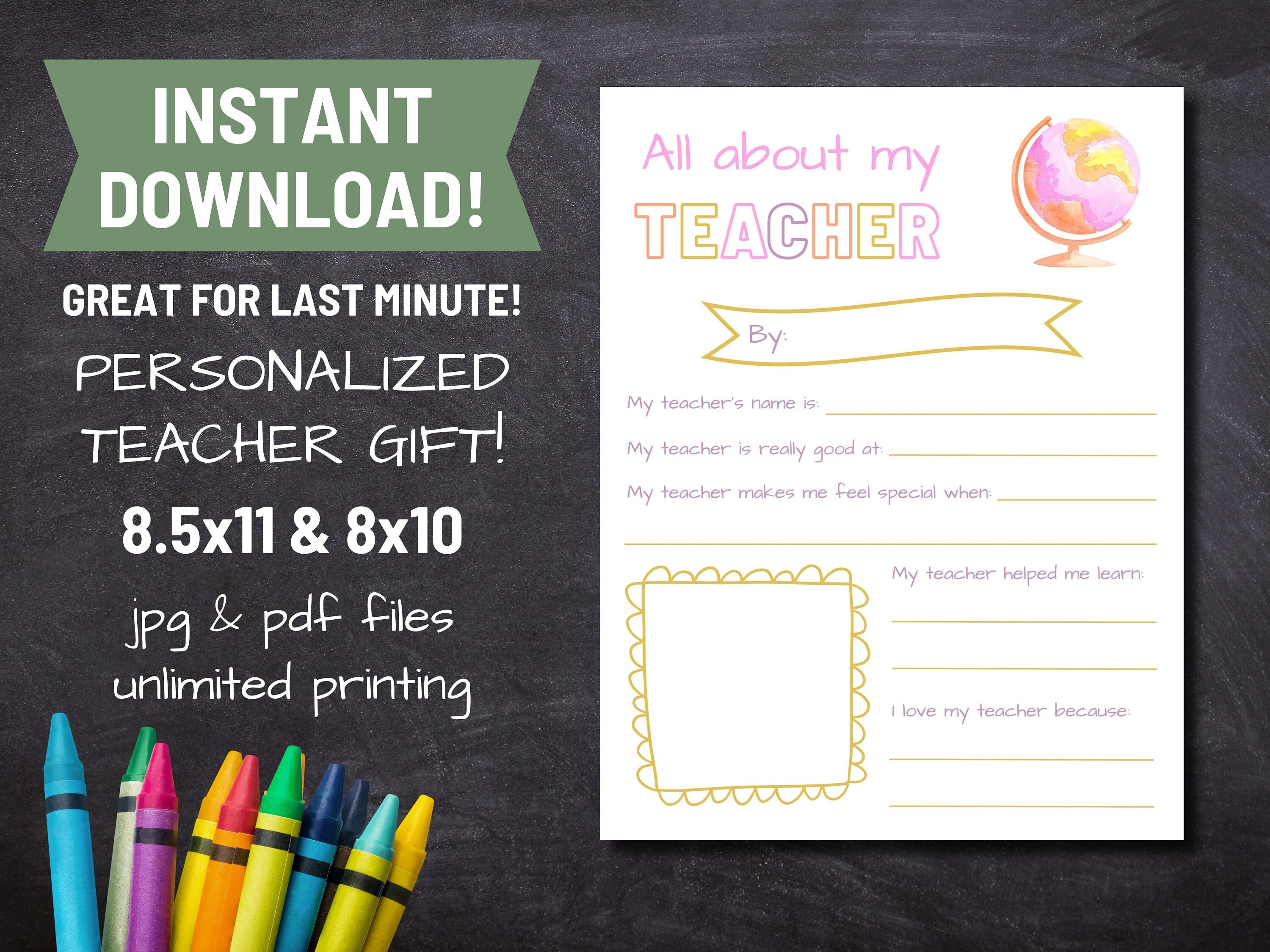 Teacher Gift, End of Year Digital Teacher Thank You, Teacher ...