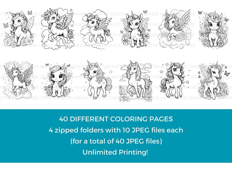 Unicorn Color Pages Kids Printable Coloring Book Unicorn Birthday Party ...