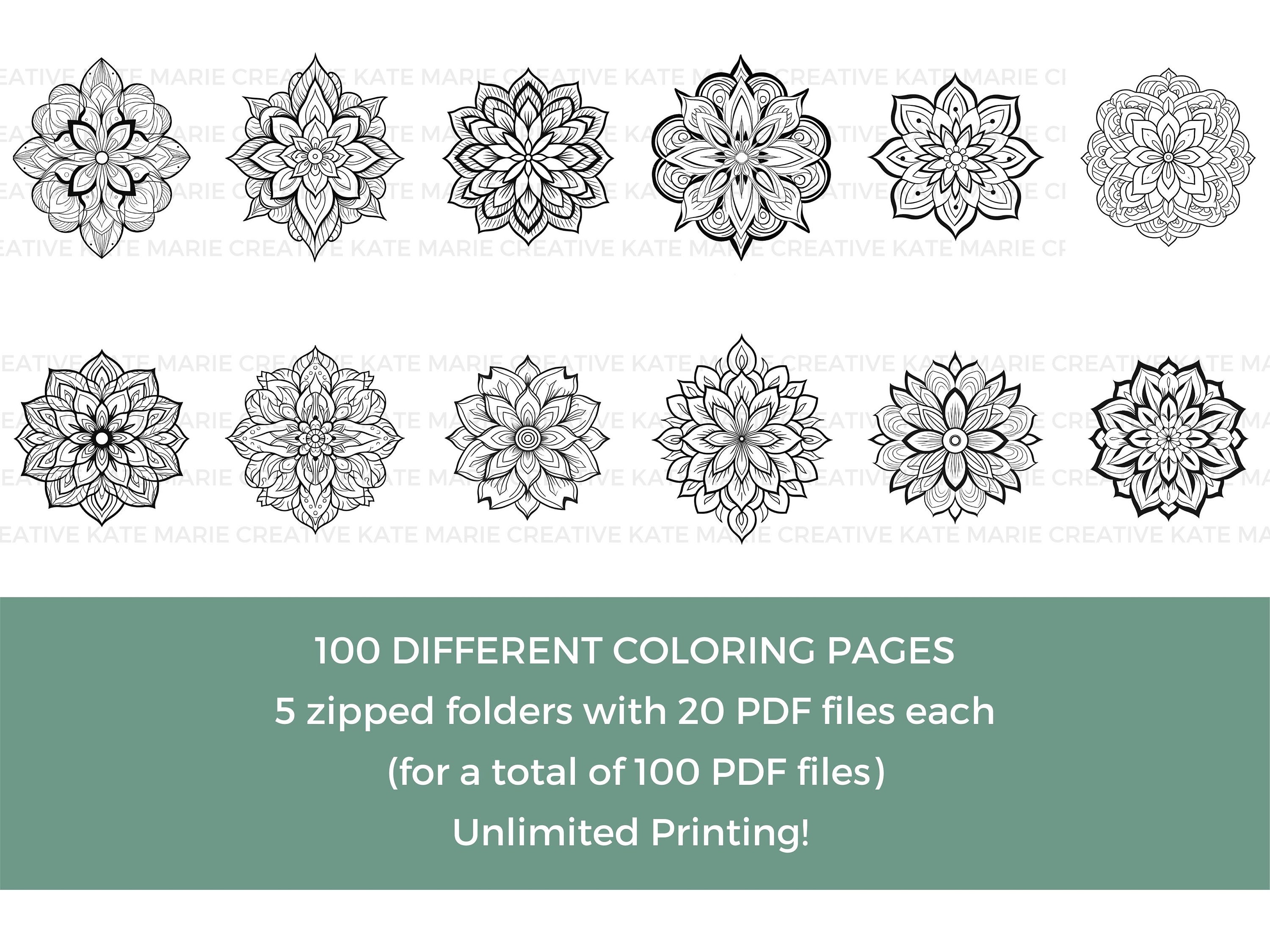 100 Mandala Coloring Pages Adult Coloring Book Printable Coloring Pages ...