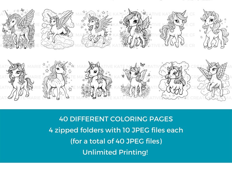 Unicorn Color Pages Kids Printable Coloring Book Unicorn Birthday Party ...