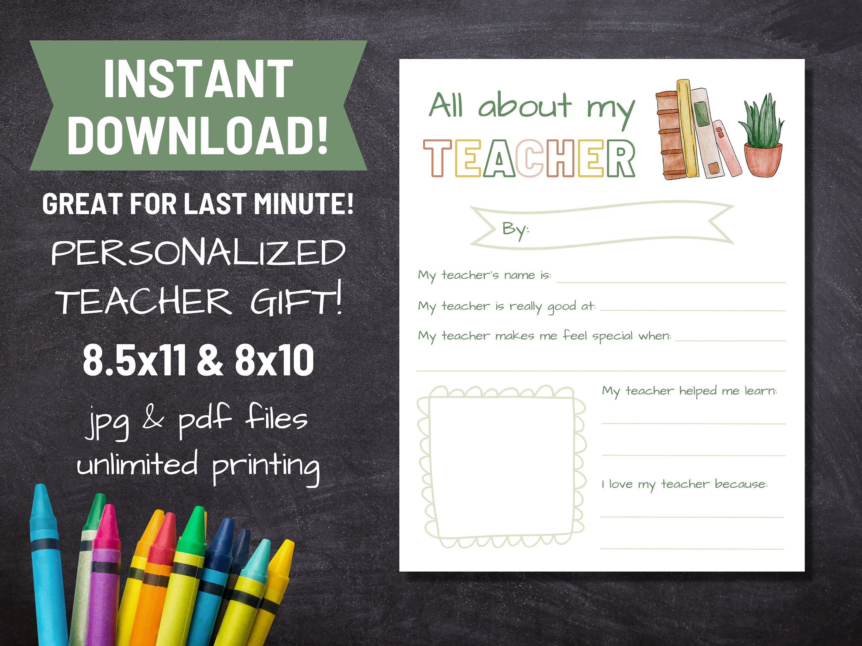 Digital Teacher Gift, End of Year Teacher Gift, Printable Teacher ...