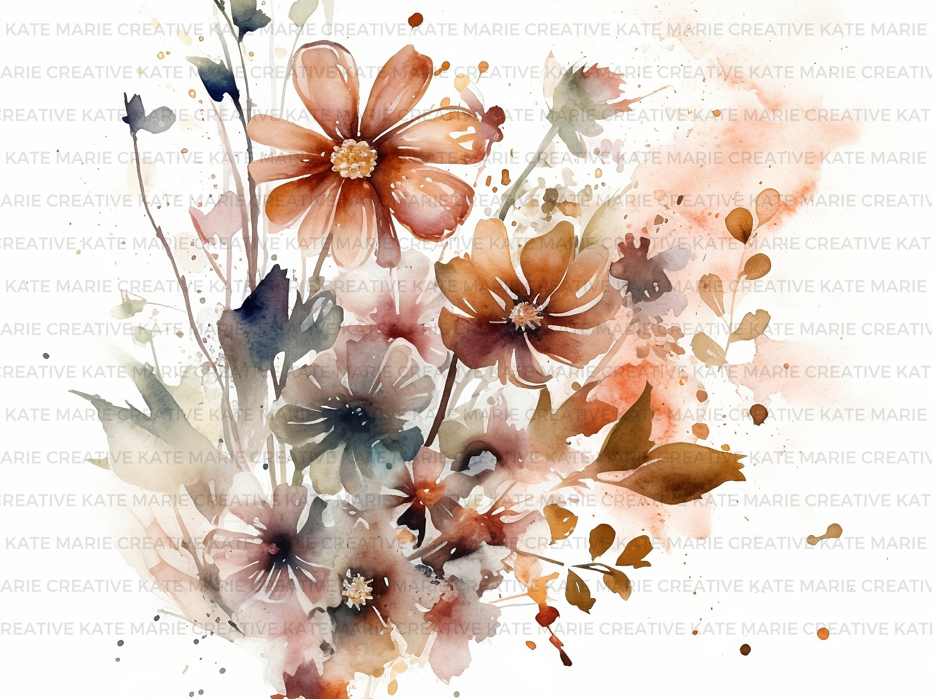 Pastel Watercolor Flowers Digital Paper Watercolor - Etsy