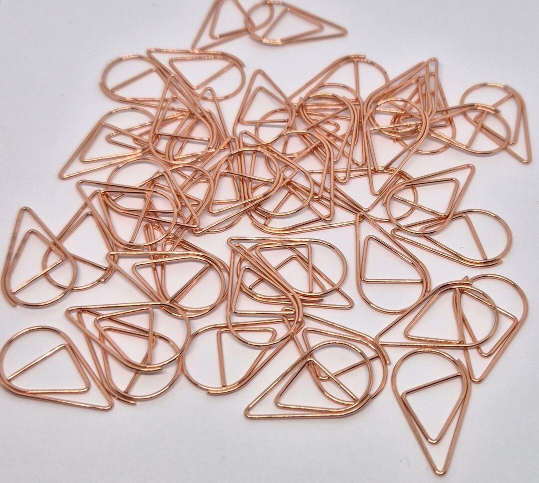 Tear Drop Rose Gold Paper Clips, 10, Craft Supply, Journaling ...
