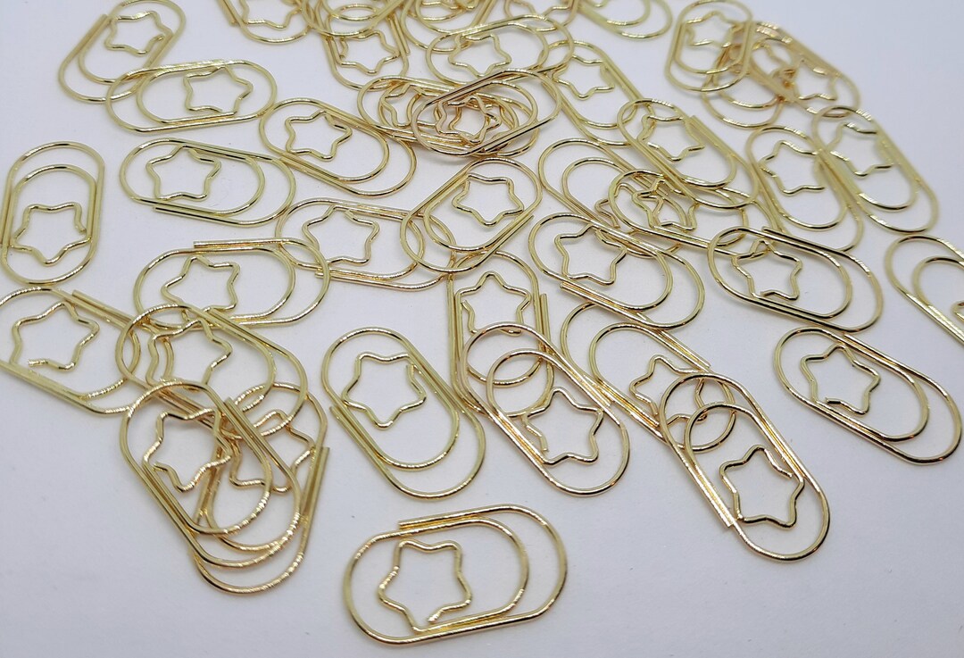 Gold Paper Clips, Stars, Craft Supply, Journaling, Scrapbooking, 15 ...