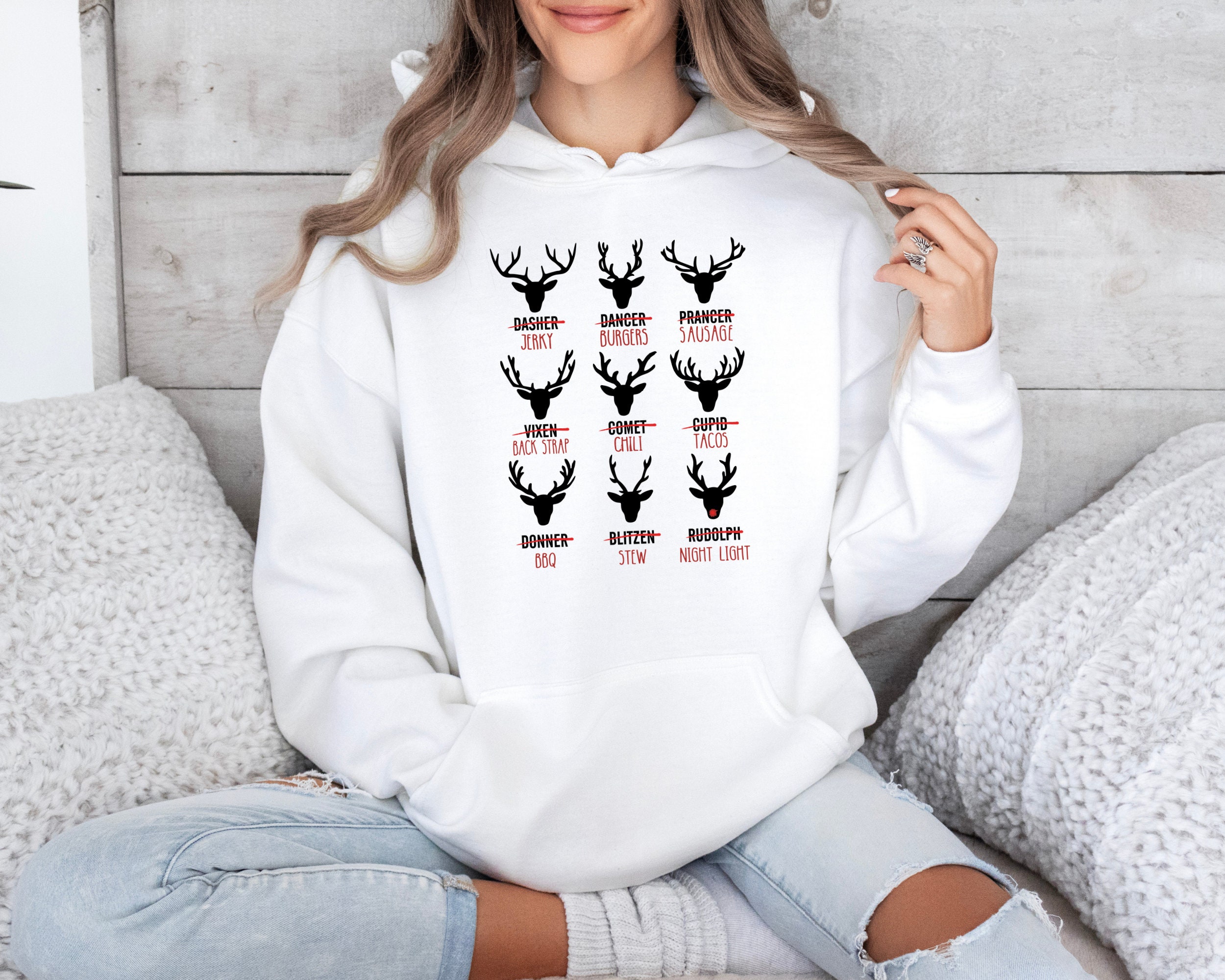 Santas Reindeer Cuts of Meat Sweatershirt, Christmas Hunter Sweater ...