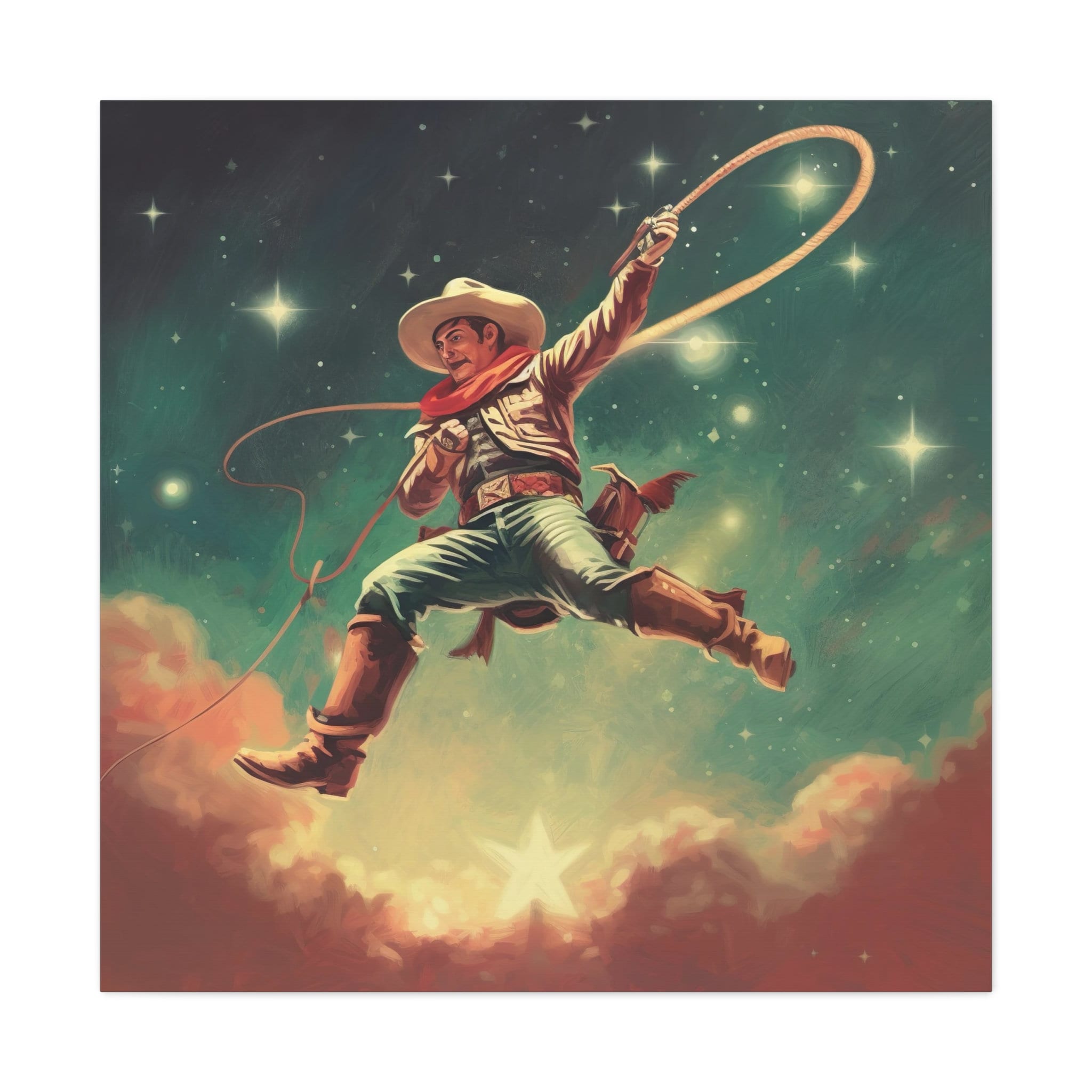 Space Cowboy Psychedelic Art Office Home Study Wall Decor Canvas ...