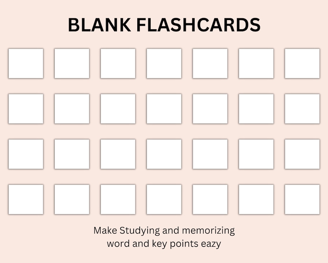 Blank Flashcards Printable Student Flashcards for Studying Exam Study ...