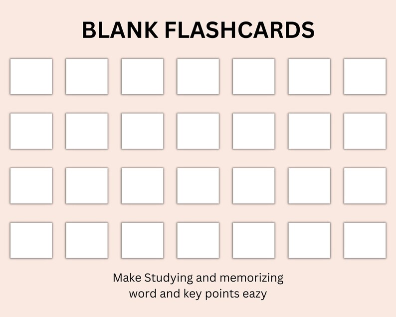 Blank Flashcards Printable Student Flashcards for Studying Exam Study ...