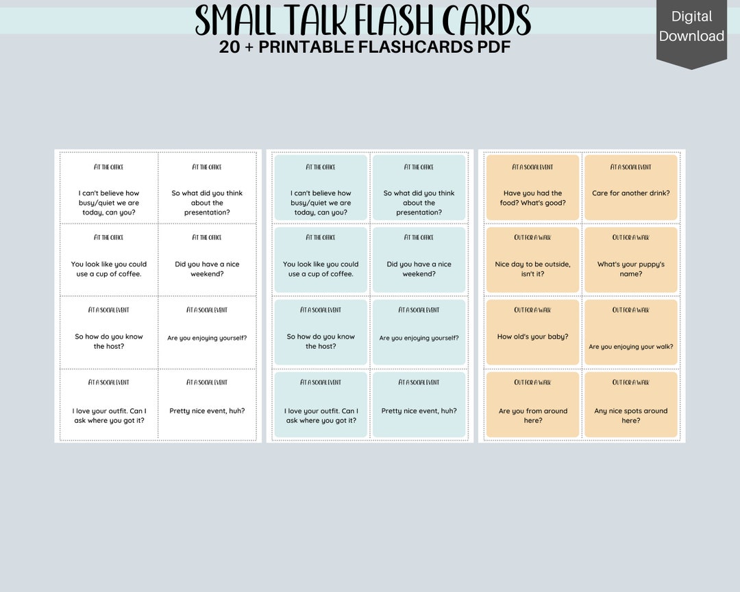 English Conversation Starters, Small Talk Flash Cards, Conversation ...