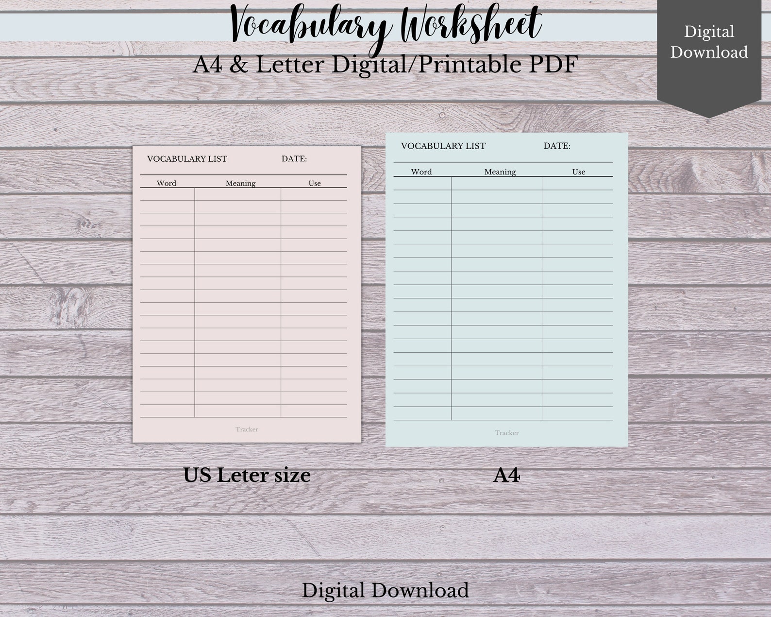 Vocabulary List Worksheet, Digital Vocabulary Tracker, Goodnotes ...