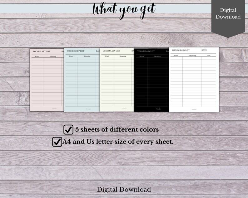 Vocabulary List Worksheet, Digital Vocabulary Tracker, Goodnotes ...