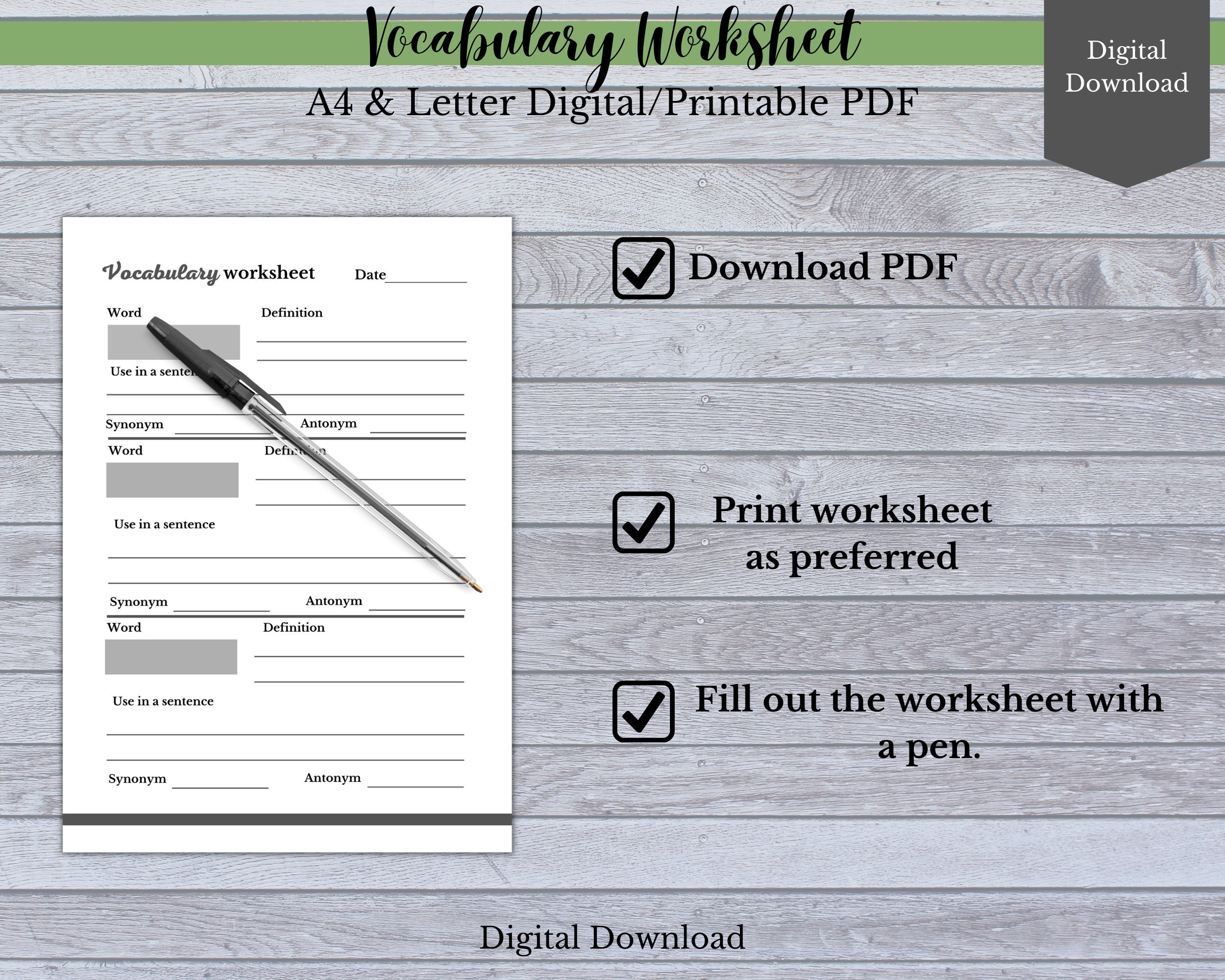 Vocabulary Worksheet Digital Vocabulary Tracker Goodnotes - Etsy
