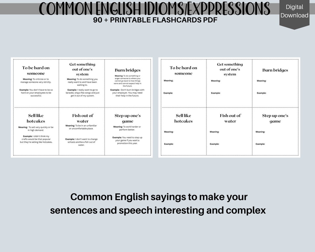 Common English Idioms, 90 Idioms, Popular English Expressions, Formal ...