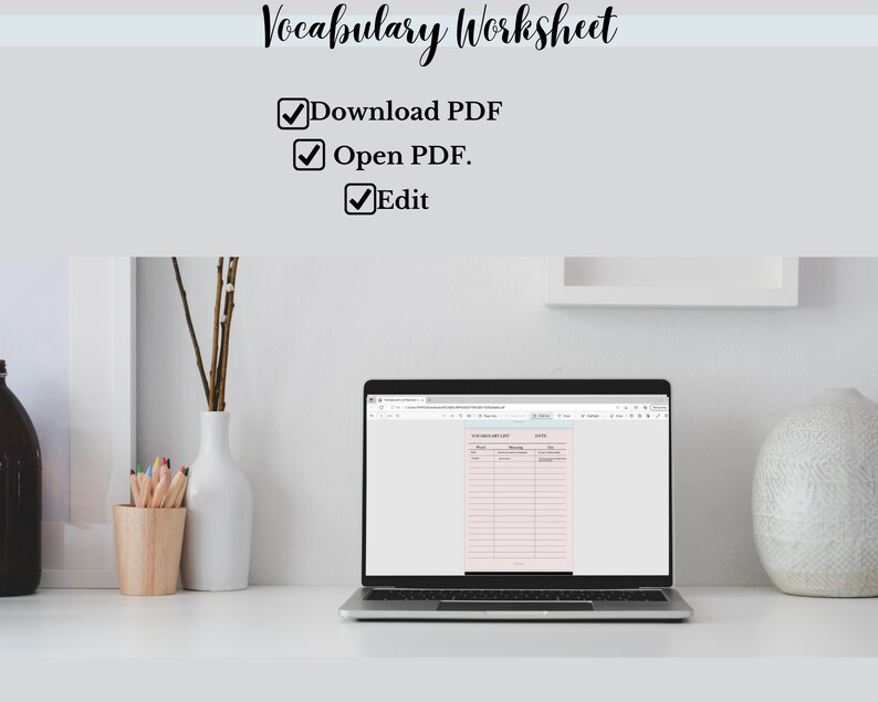 Vocabulary List Worksheet, Digital Vocabulary Tracker, Goodnotes ...