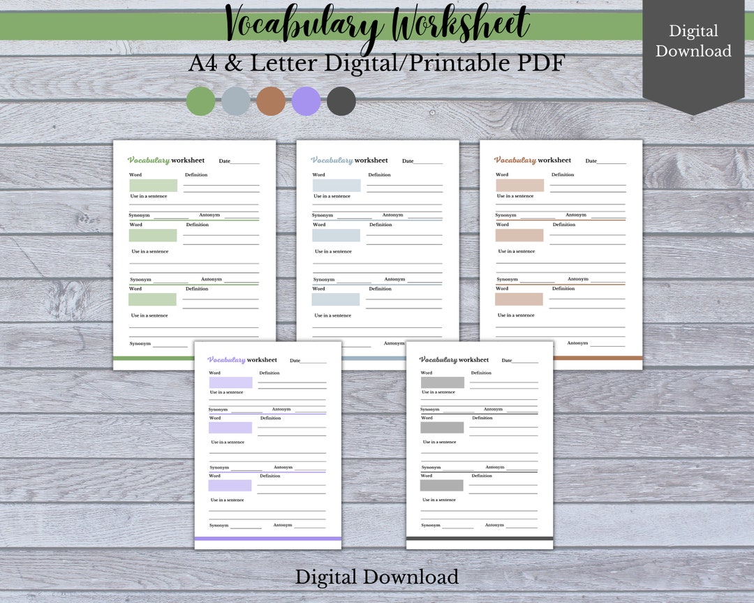 Vocabulary Worksheet, Digital Vocabulary Tracker, Goodnotes, Notability ...