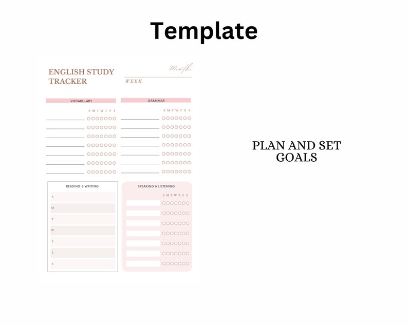 Study Tracker Digital Study Planner for Language Learning English Study ...