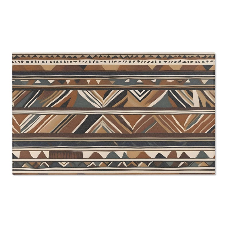 Area Rug - Tribal Earth Tone Design - Etsy
