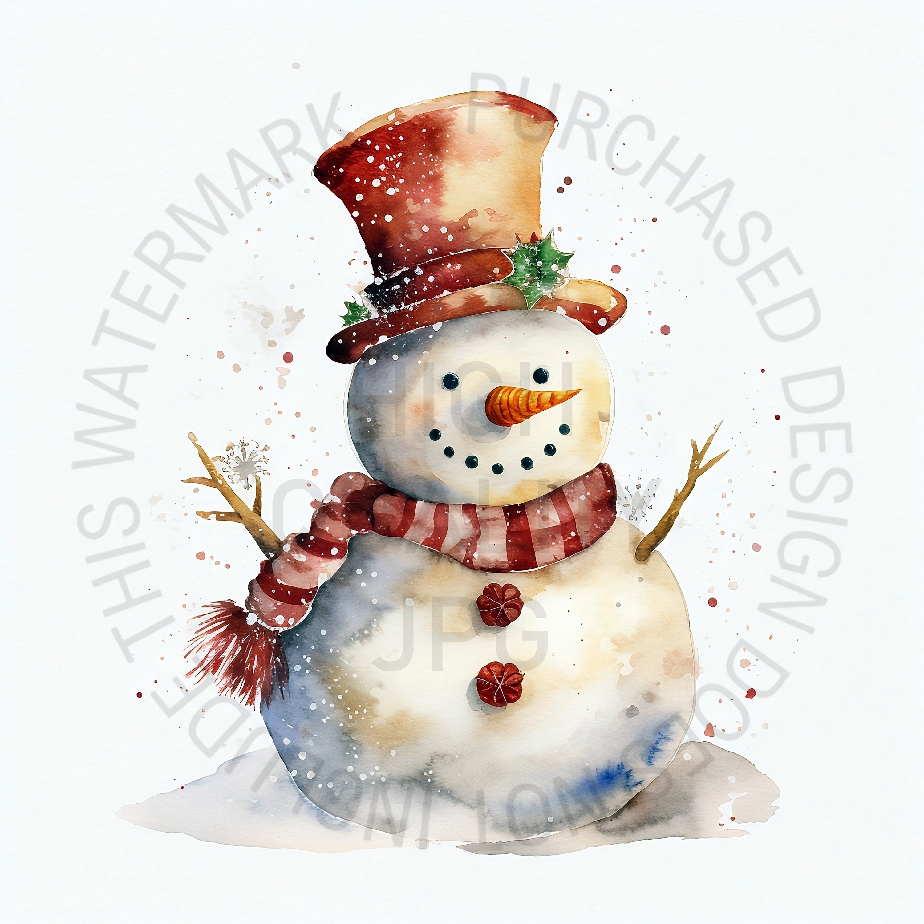 Christmas Snowmen Clipart Bundle, 15 High Quality Jpgs, Watercolor ...