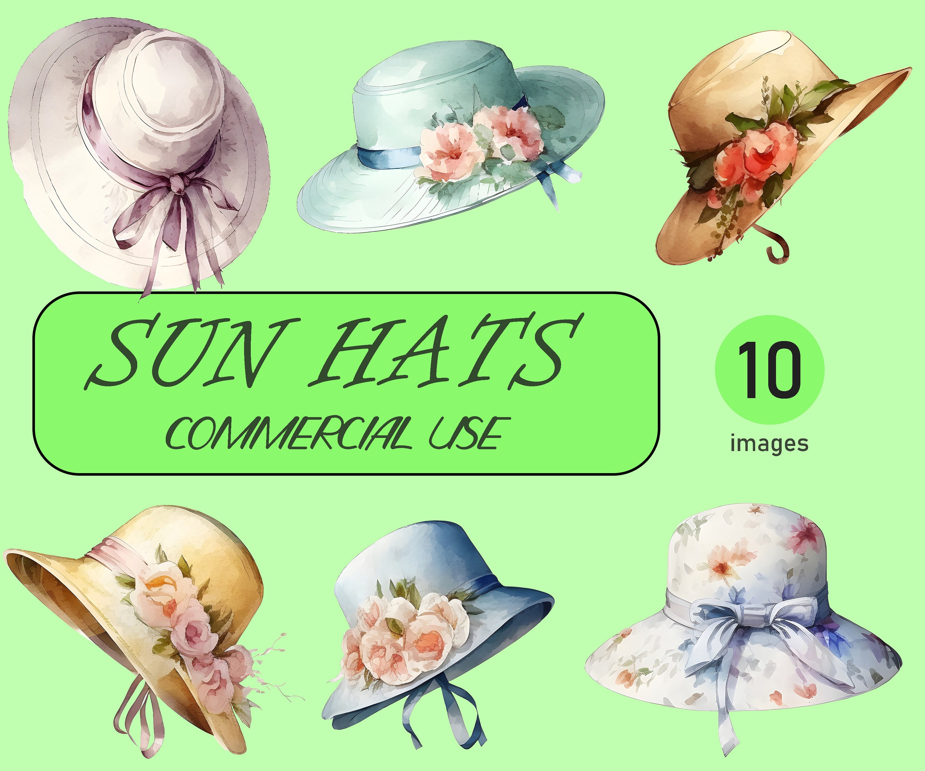 9 Sun Hats Clipart Bundle, Sun Hats Png, Rustic Clipart, Hatsclipart ...