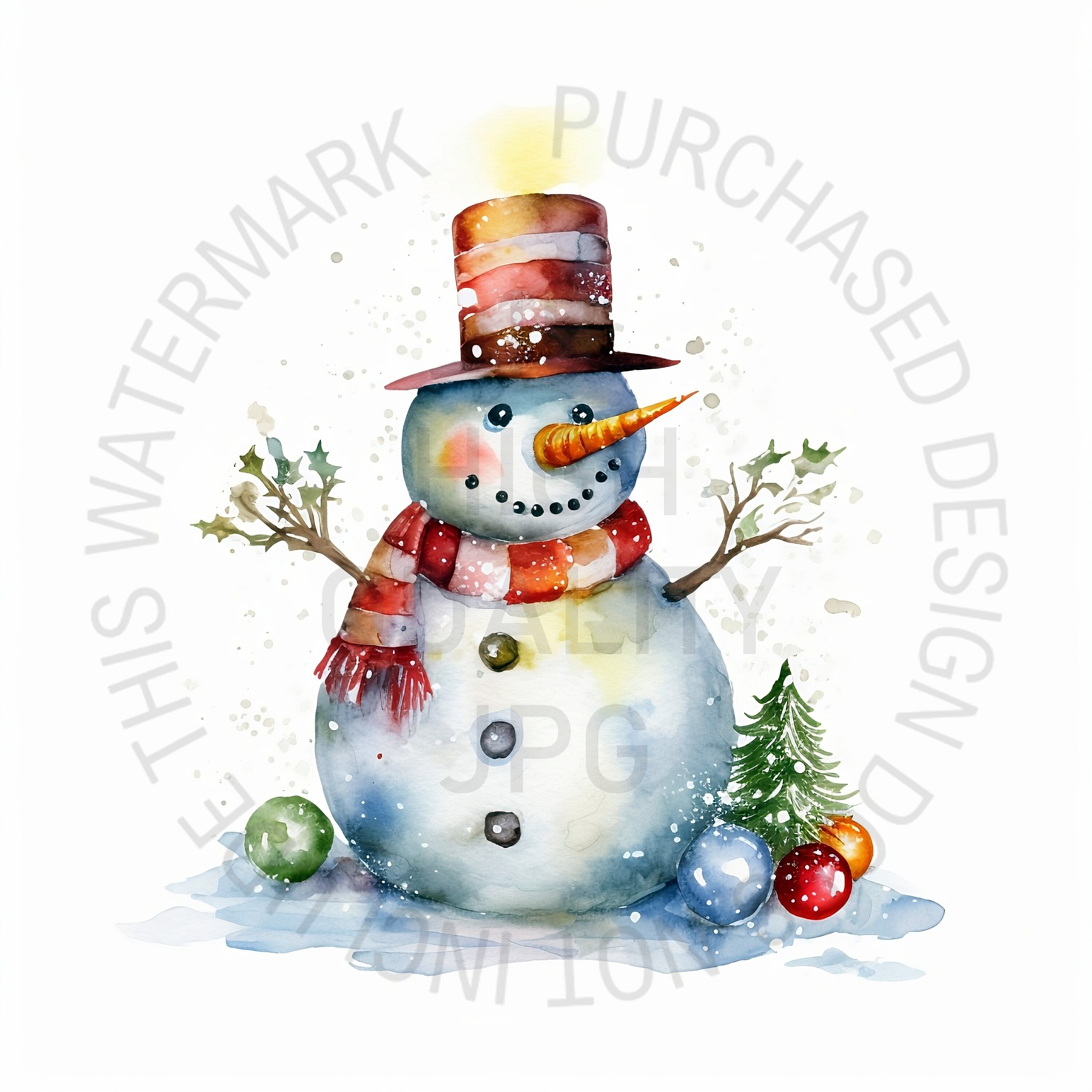 Christmas Snowmen Clipart Bundle, 15 High Quality Jpgs, Watercolor ...