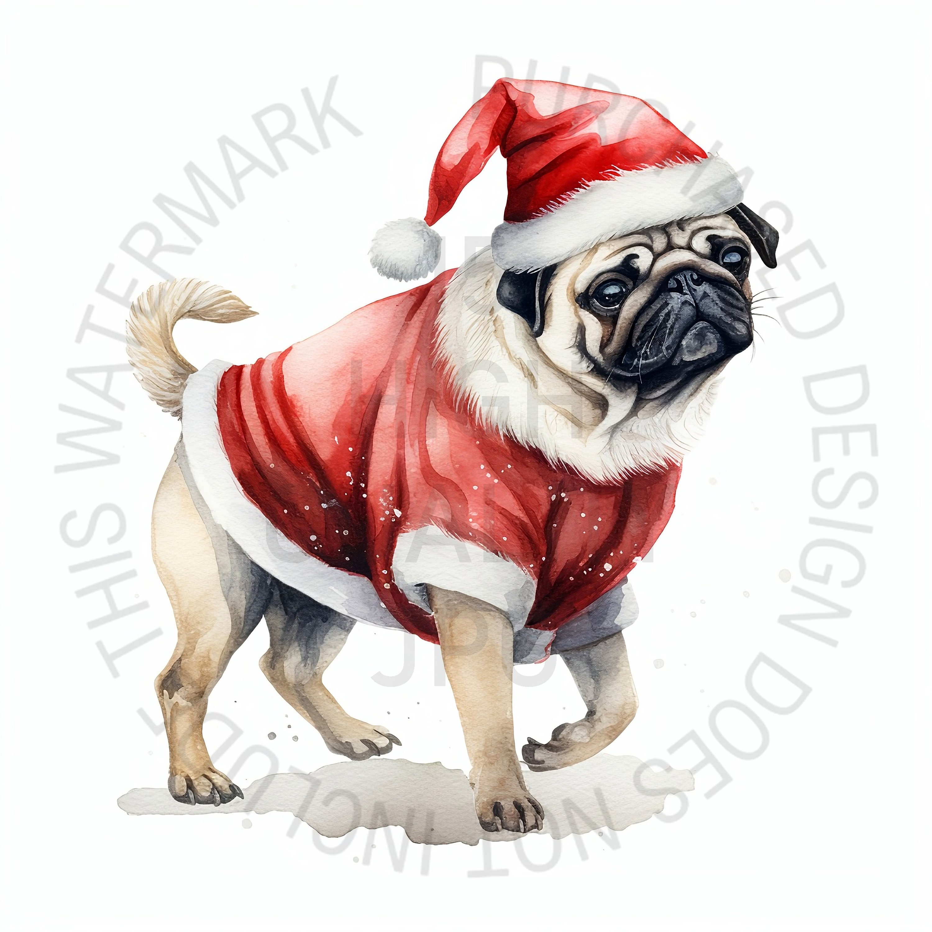Christmas Pug Clipart Bundle, 15 High Quality Jpgs, Cute Dogs Clipart ...