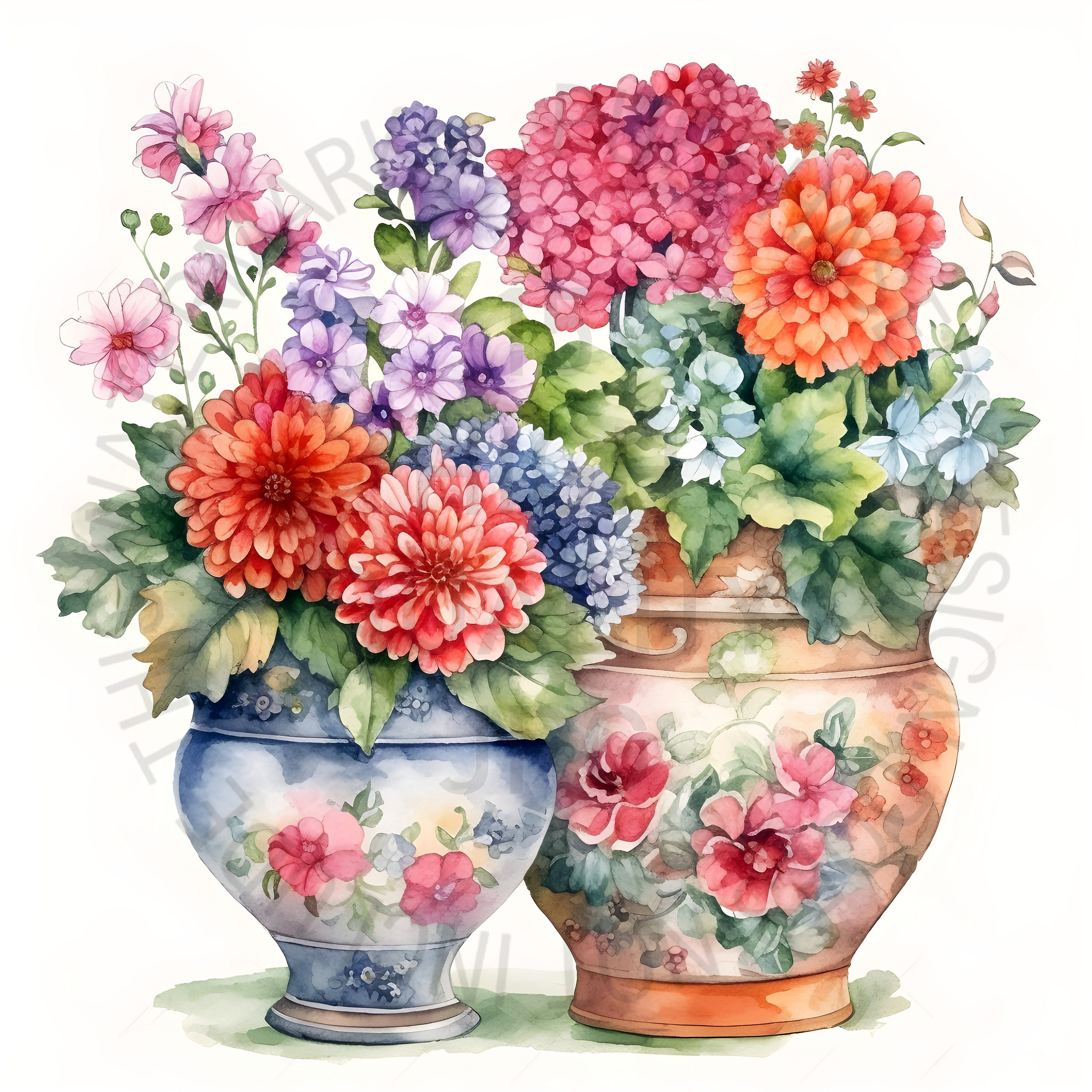Beautiful Flower Pot Clipart Bundle, 15 High Quality Jpgs, Plant ...