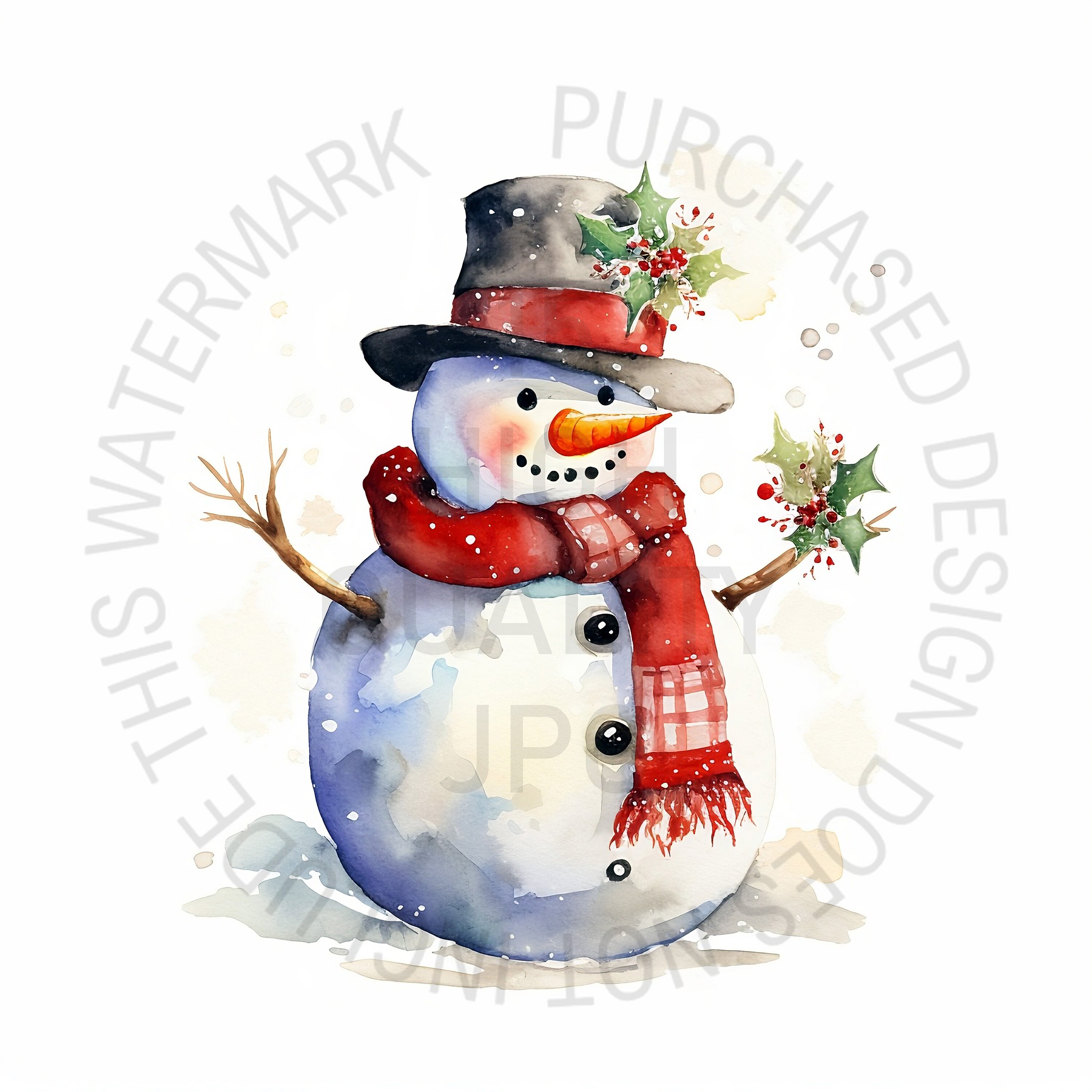 Christmas Snowmen Clipart Bundle, 15 High Quality Jpgs, Watercolor ...