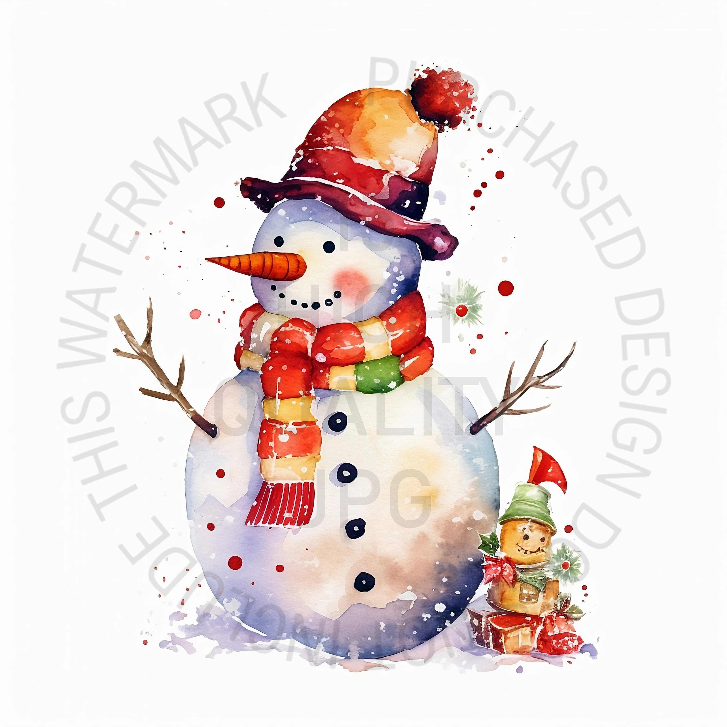 Christmas Snowmen Clipart Bundle, 15 High Quality Jpgs, Watercolor ...