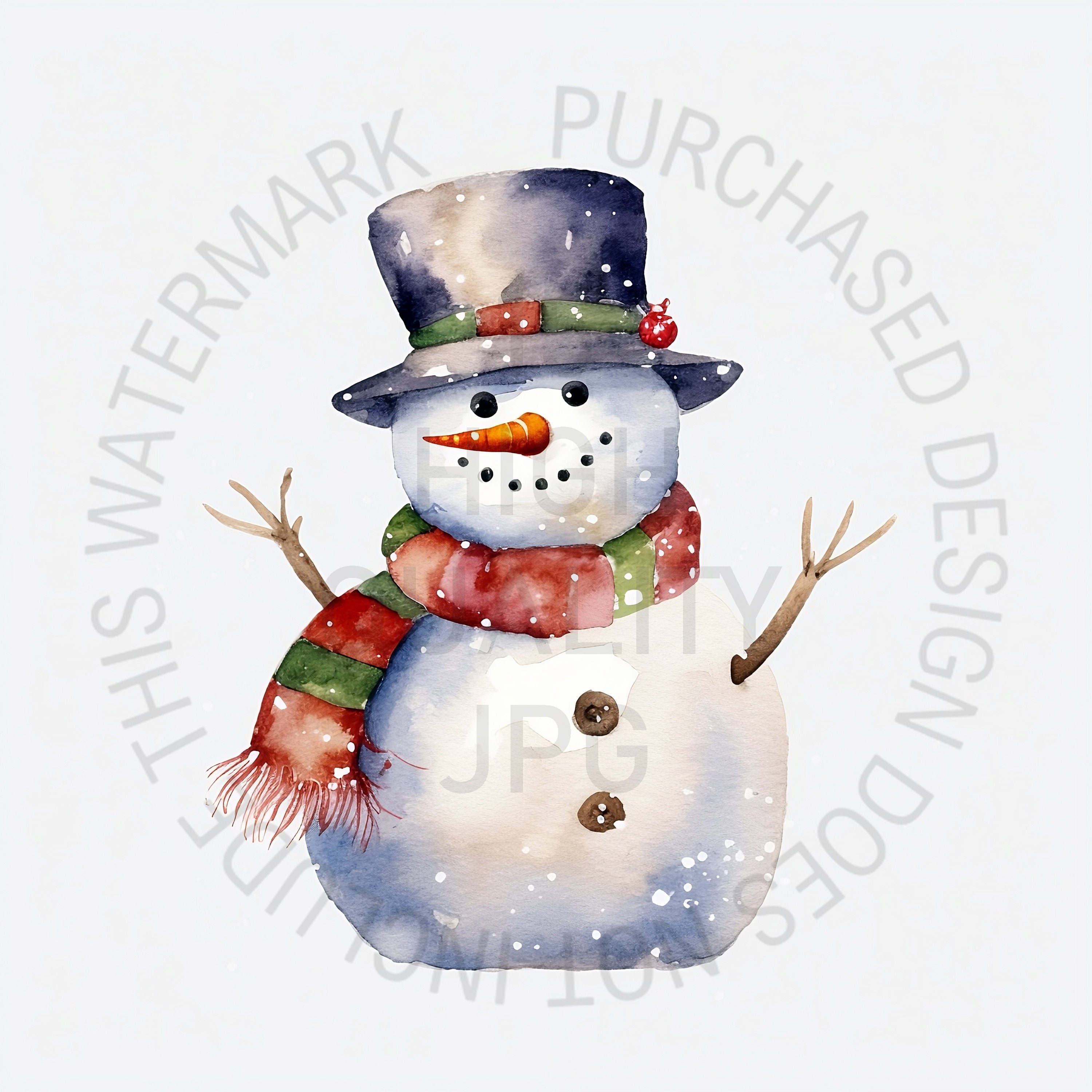Christmas Snowmen Clipart Bundle, 15 High Quality Jpgs, Watercolor ...