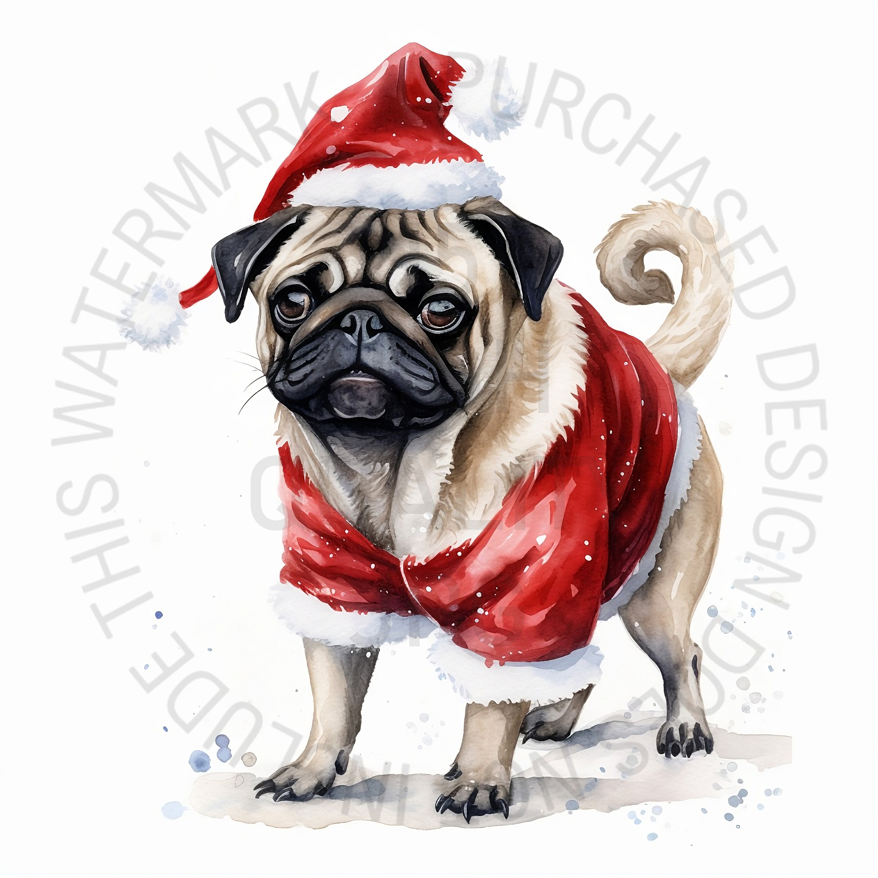 Christmas Pug Clipart Bundle, 15 High Quality Jpgs, Cute Dogs Clipart ...