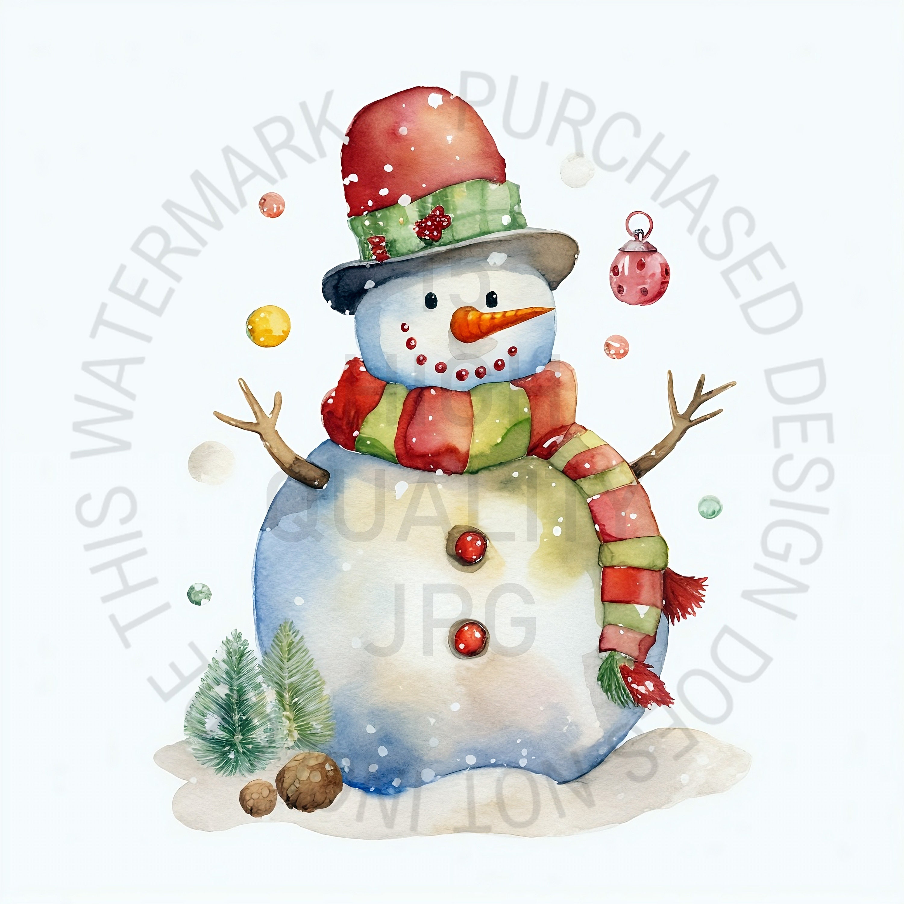 Christmas Snowmen Clipart Bundle, 15 High Quality Jpgs, Watercolor ...