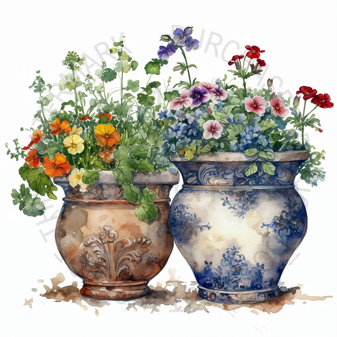 Beautiful Flower Pot Clipart Bundle, 15 High Quality Jpgs, Plant ...