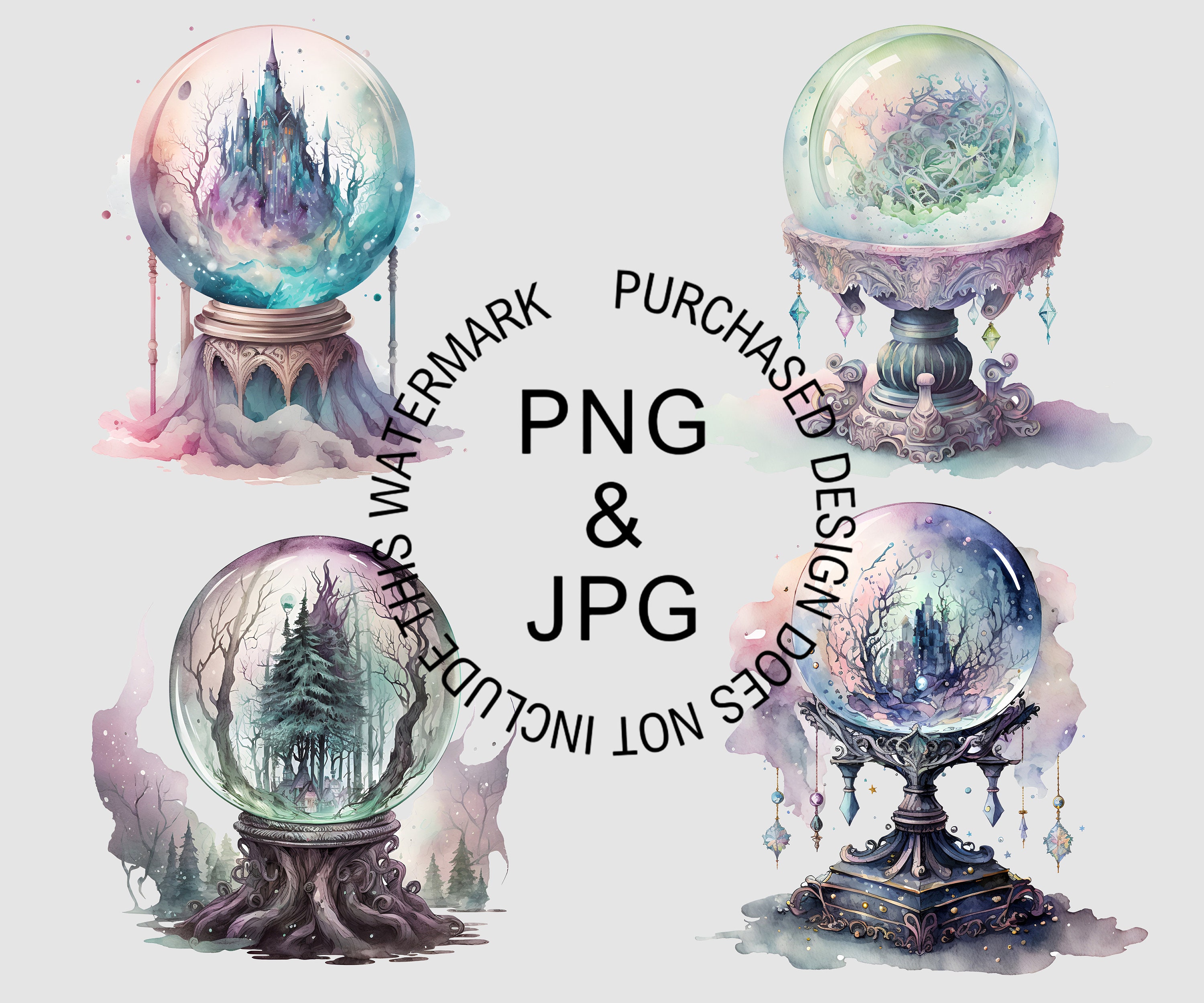 Crystal Ball Clipart Bundle, Witch Crystal Ball Png, Rustic Clipart ...