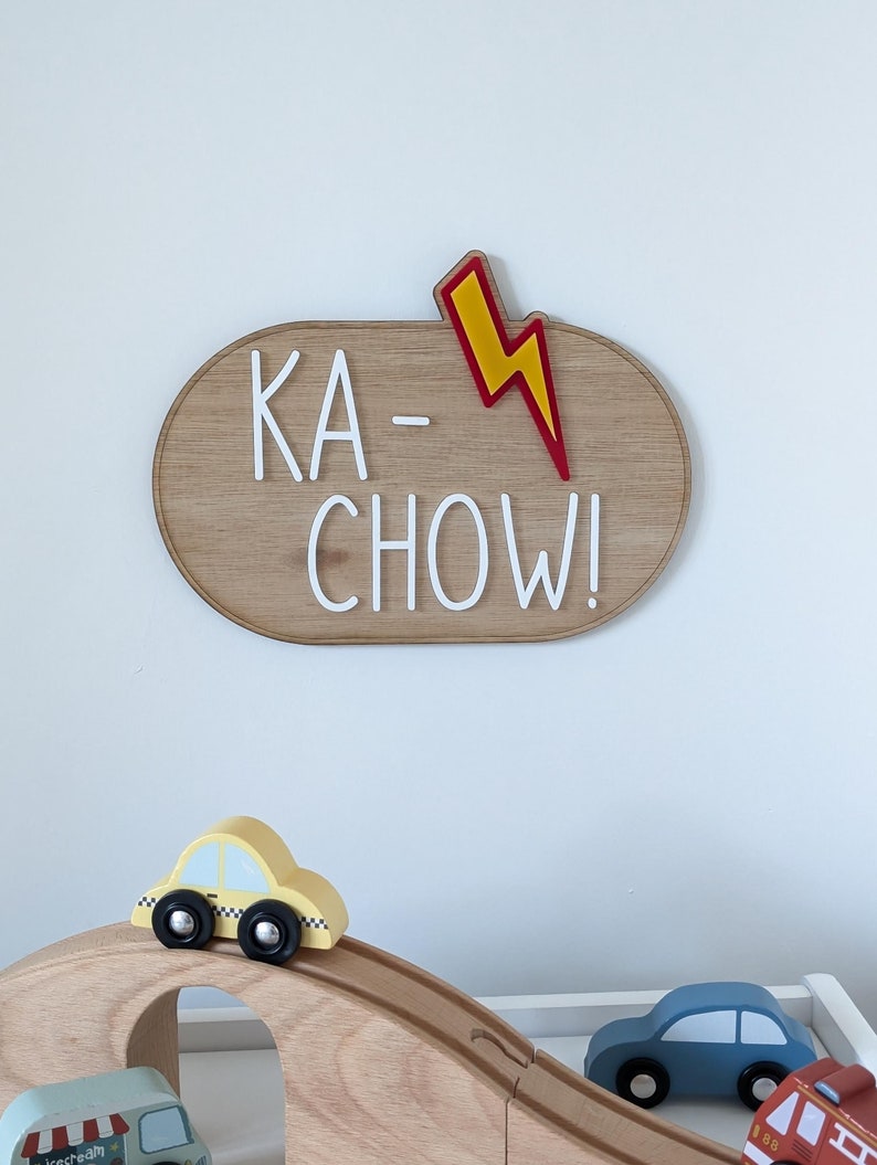 Wooden 'ka-chow' Sign | Cars Fans | Toddler Room Sign | Boys Room ...