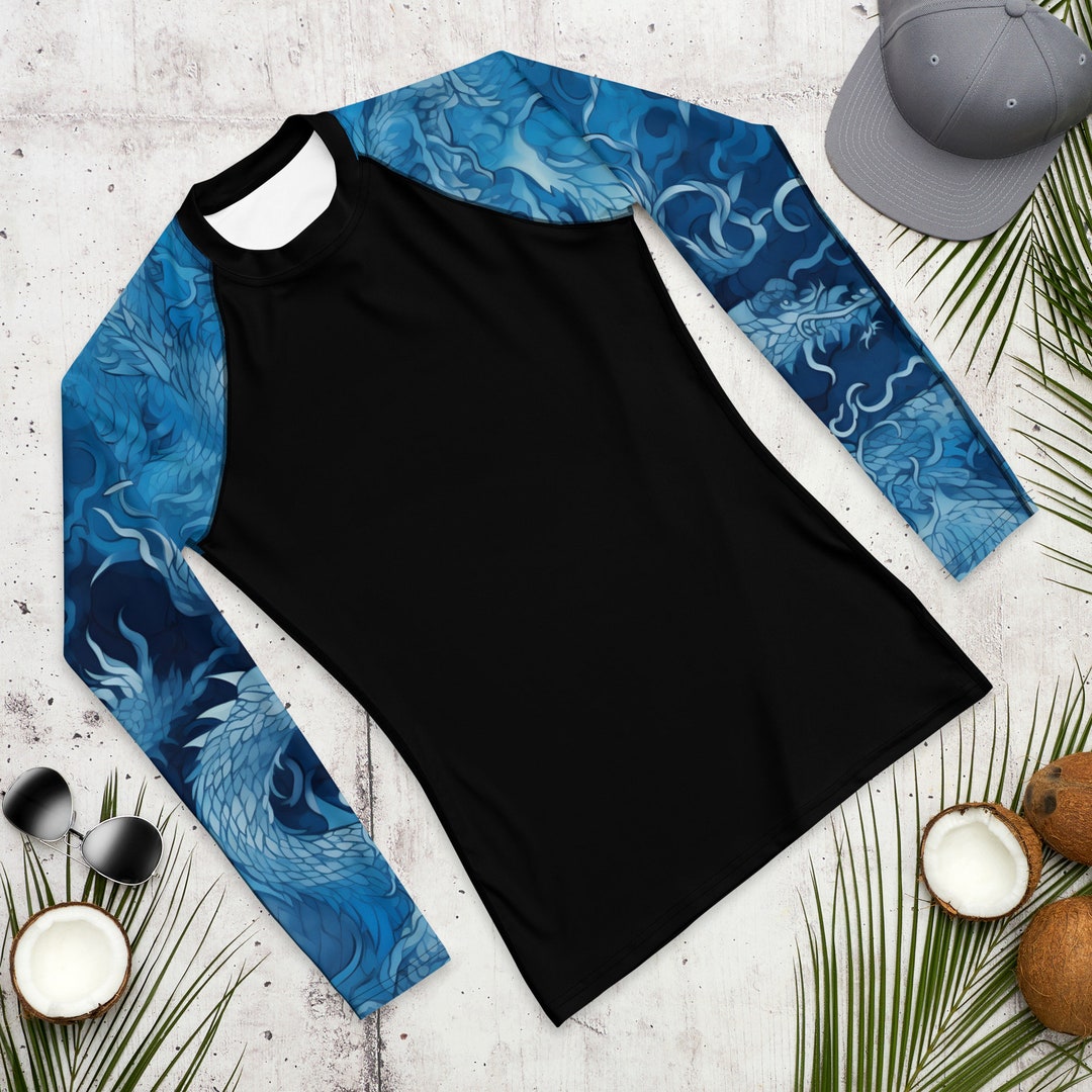 Men's BJJ No Gi Rash Guard - Blue Dragon Sleeve Design - Etsy