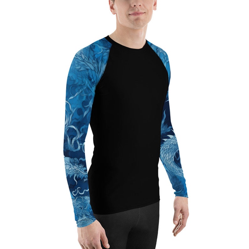 Men's BJJ No Gi Rash Guard - Blue Dragon Sleeve Design - Etsy