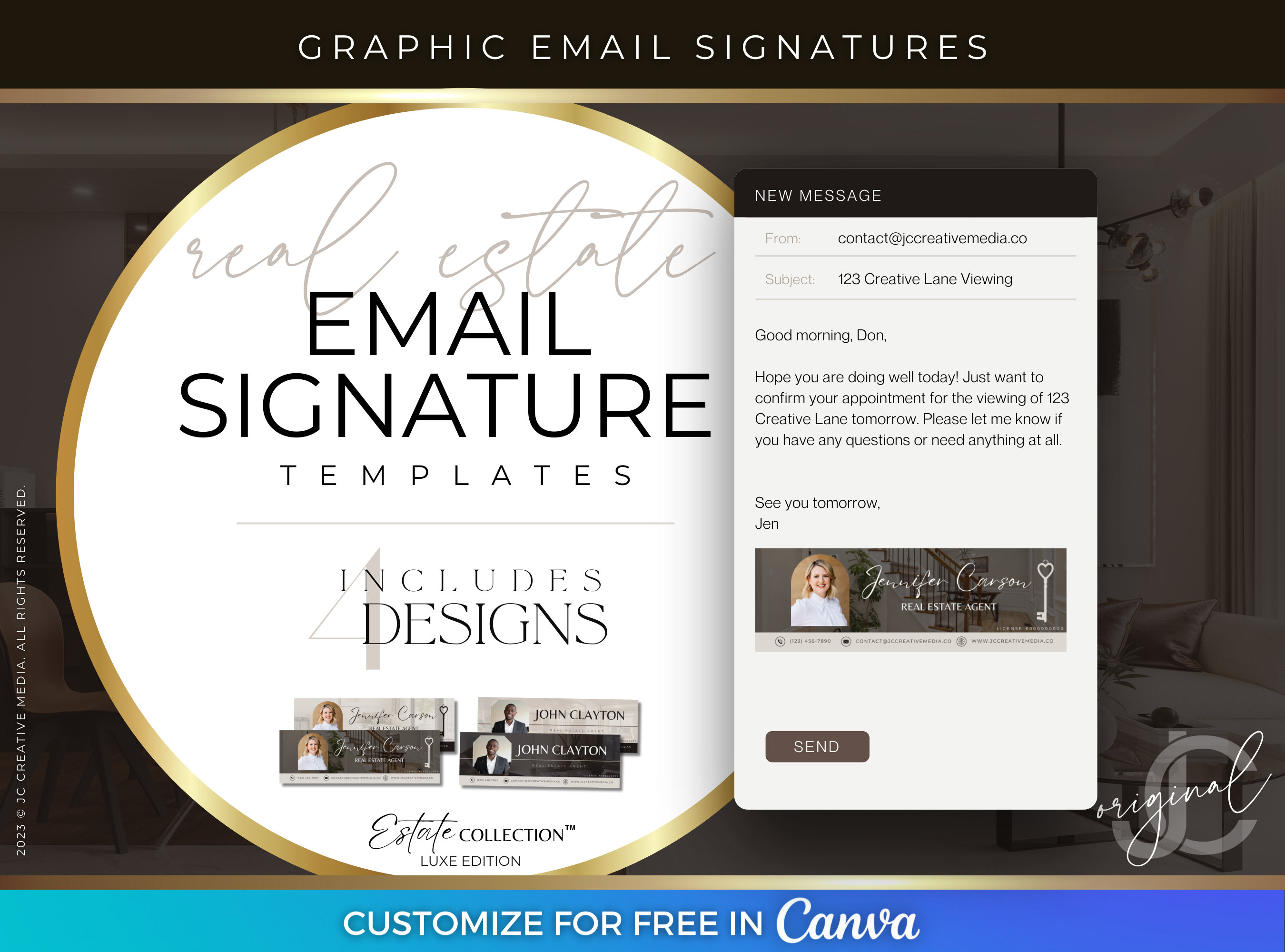 Real Estate Email Signature Template, Realtor Branding Canva Templates ...