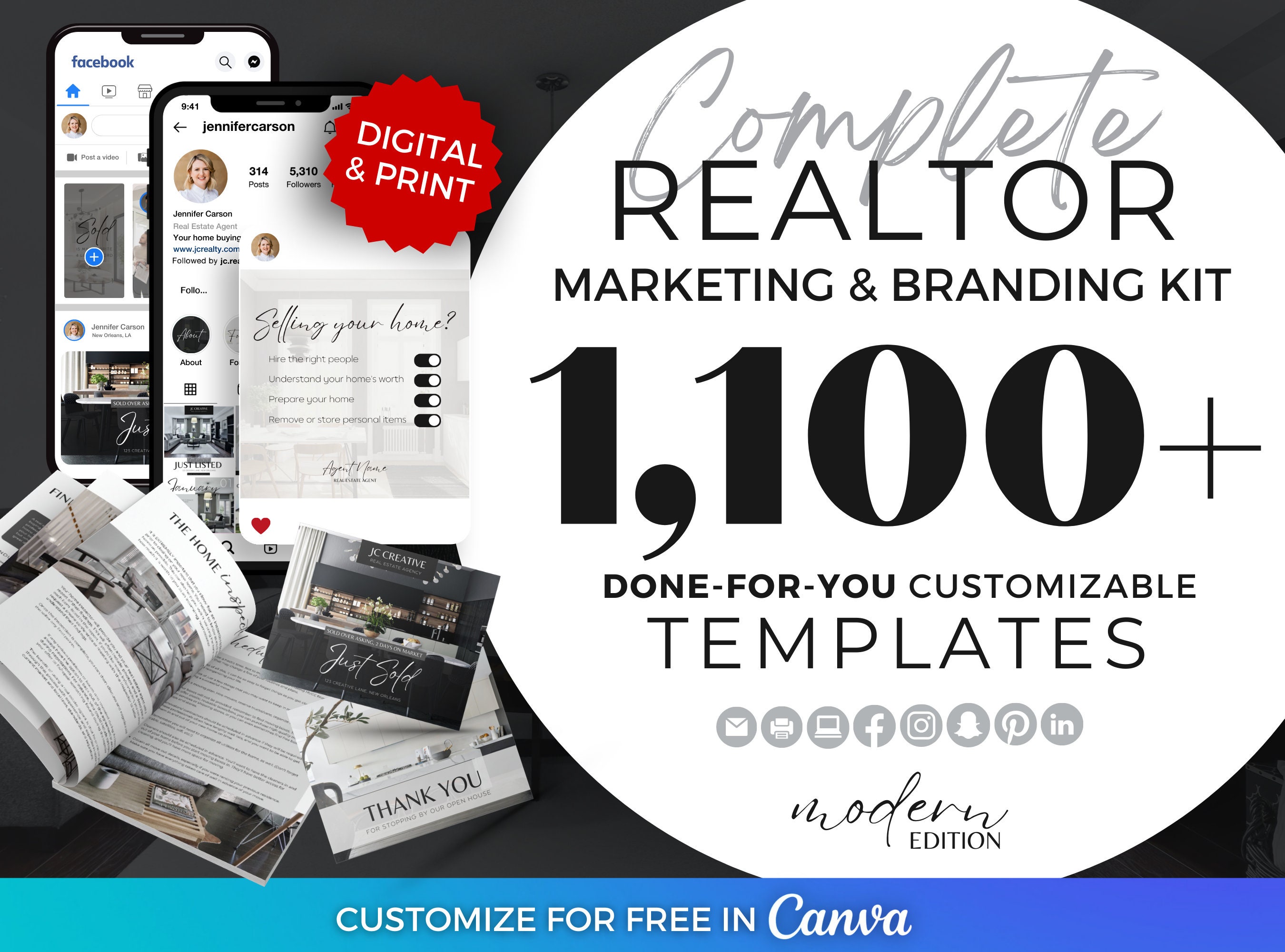 Realtor Marketing Branding Kit Real Estate Canva Templates - Etsy