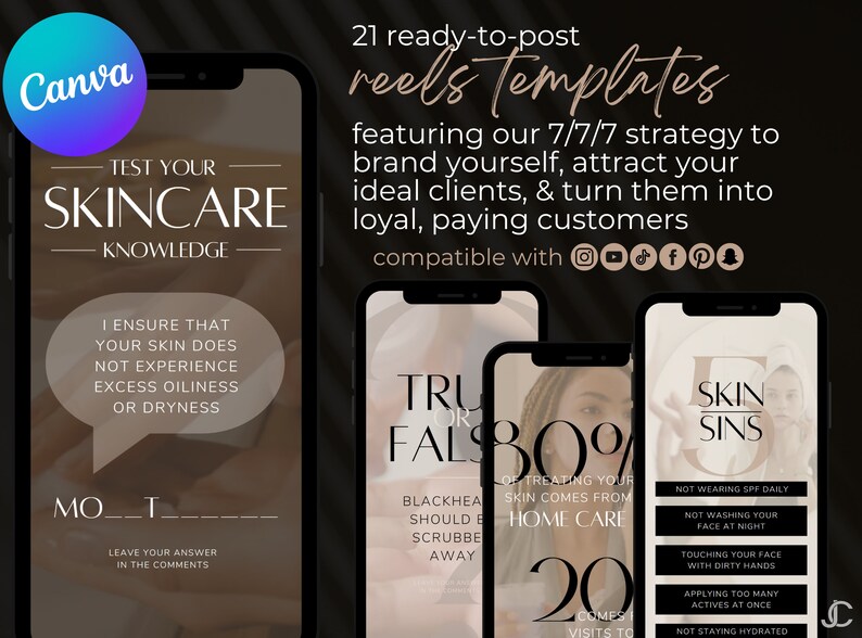 21 Skincare Reels Templates Luxury Social Media Post Kit - Etsy