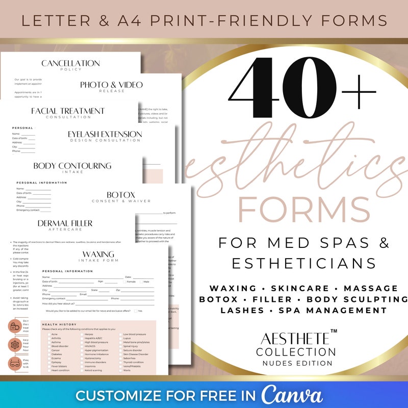 Esthetician Forms - Etsy