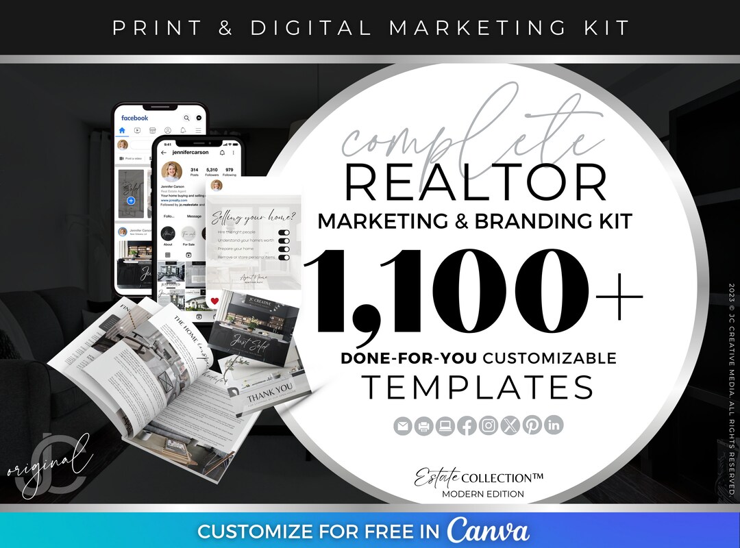 Realtor Marketing Branding Kit, Real Estate Canva Templates, Luxury ...