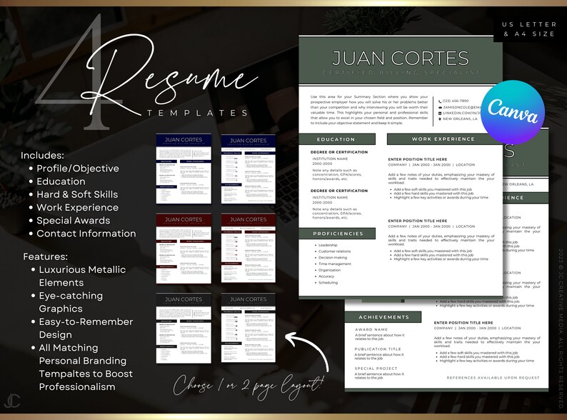 Minimalist Canva Resume Templates, Modern Resumes, Email Signature ...