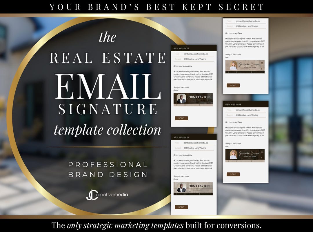 Luxury Real Estate Email Signature Templates: Canva Realtor Branding - Etsy