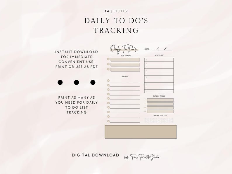 Daily To-do List Tracker: Printable Schedule & Water Tracker (digital ...