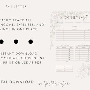 Floral Monthly Budget Page: Printable & Fillable (digital Download) - Etsy